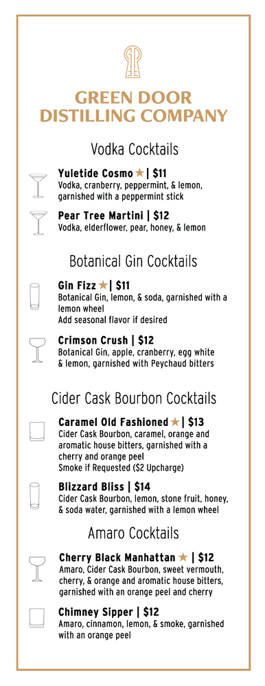 Green Door's Tasting Menu – Green Door Distilling