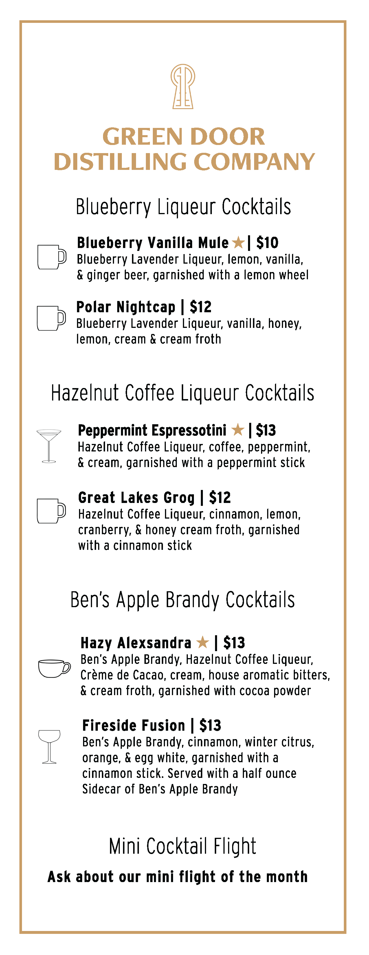 Green Door's Tasting Menu – Green Door Distilling